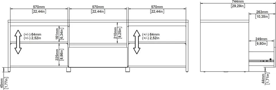 Bílý/v přírodní barvě TV stolek v dekoru dubu 179x52x48 cm Next – Tvilum