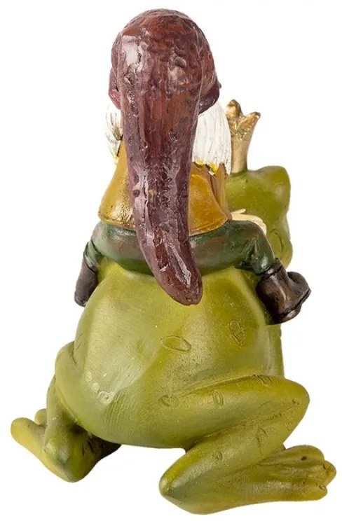 Dekorativní soška žáby s trpaslíkem – 7x7x9 cm