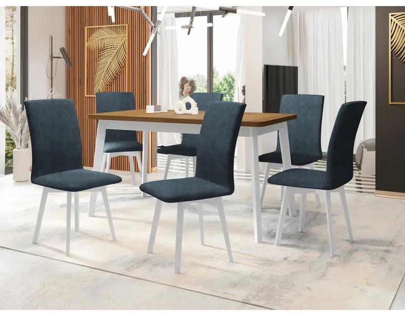 Jídelní jídelní stůl se 6 židlemi AL24, Barva dřeva: dub artisan - L, Potah: Hygge D91, Barvy nožiček: černá