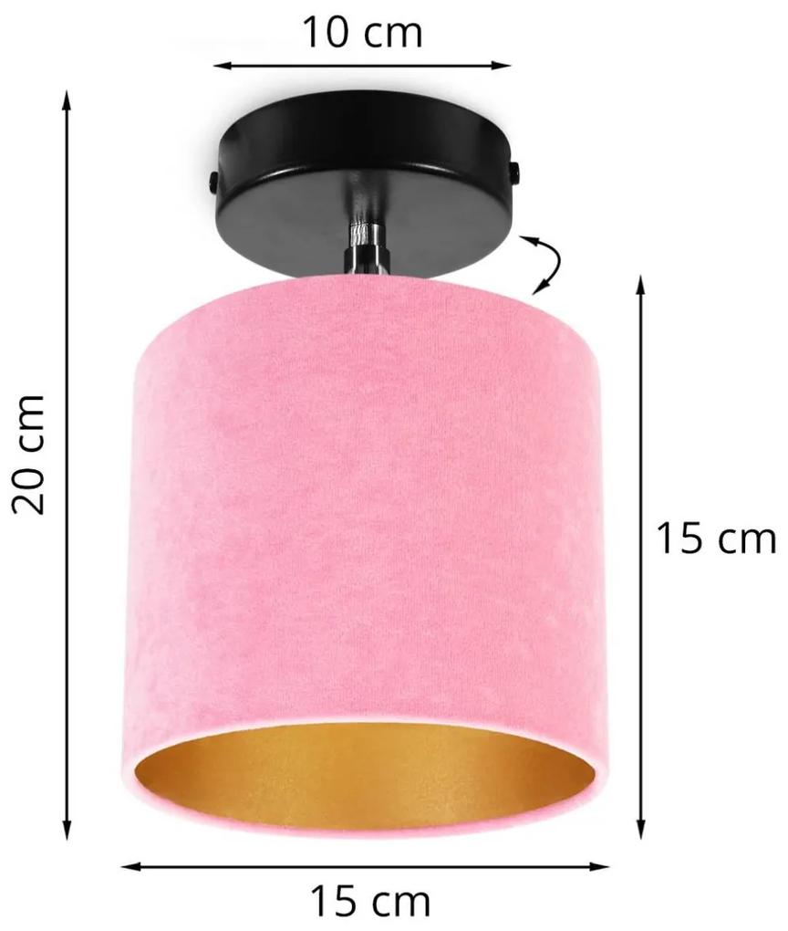 Bodové svítidlo Mediolan, 1x růžové/zlaté textilní stínítko, (výběr ze 2 barev konstrukce - možnost polohování)