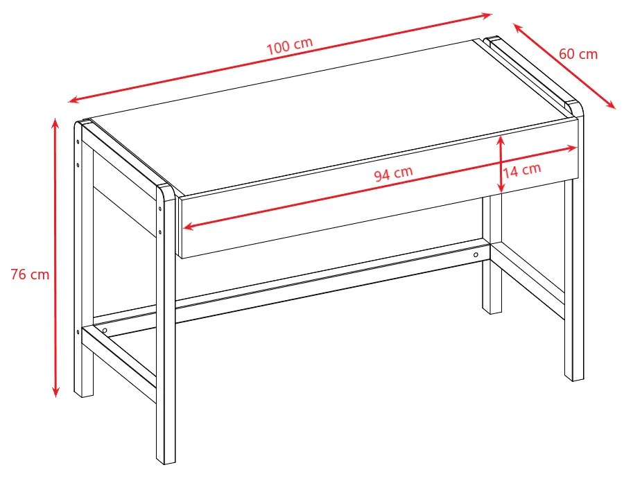 Dětský psací stůl Victor 100 cm bílý