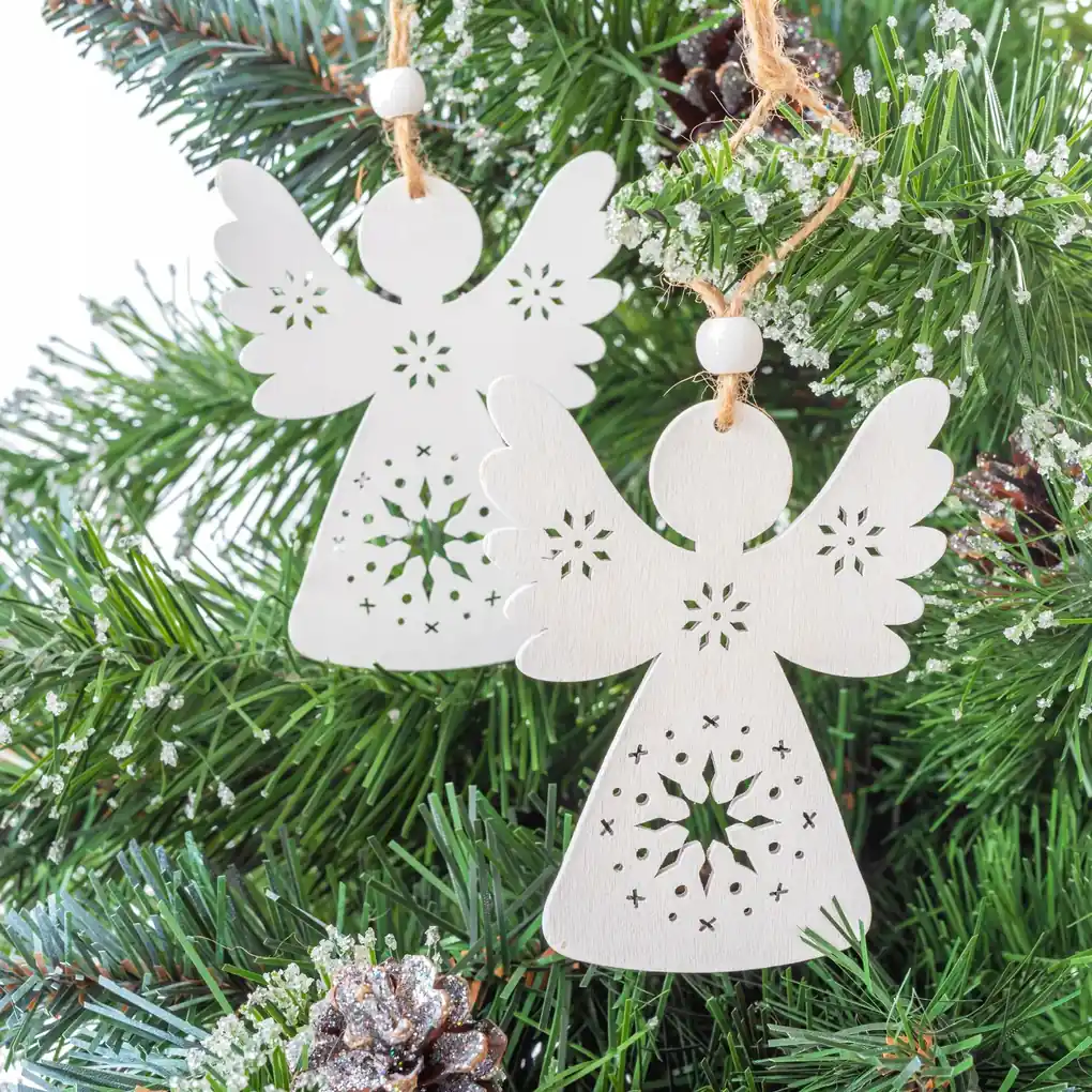Tutumi Dřevěné vánoční ozdoby na stromeček andílci 15 cm bílá | BIANO
