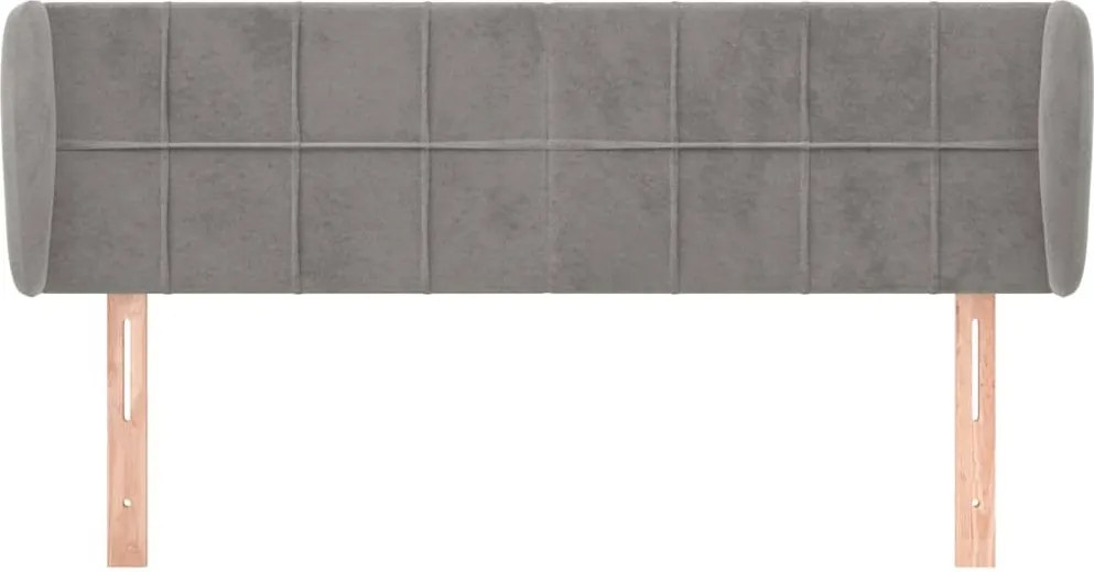 Čelo postele typu ušák světle šedé 147x23x78/88 cm samet 3117192