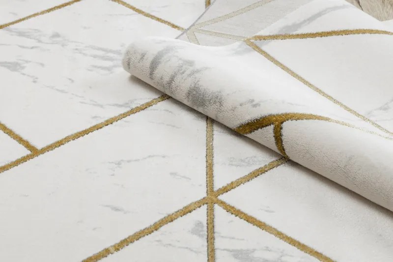 Dywany Łuszczów, Kusový koberec Emerald geometric 1012 cream and gold, 80x150, bílá, kancelář