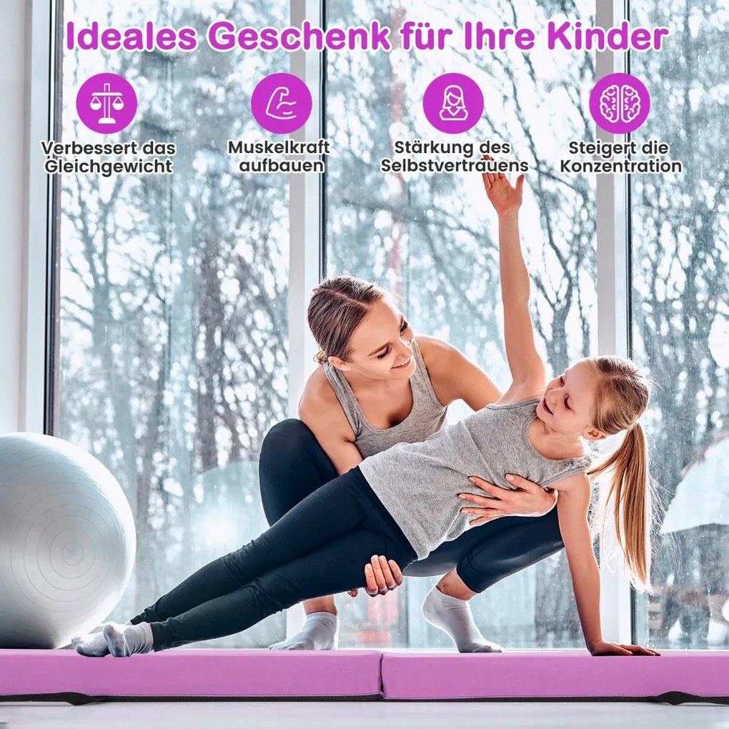 Costway Kladina gymnastická kladina 210 cm skládací gymnastická – fialová