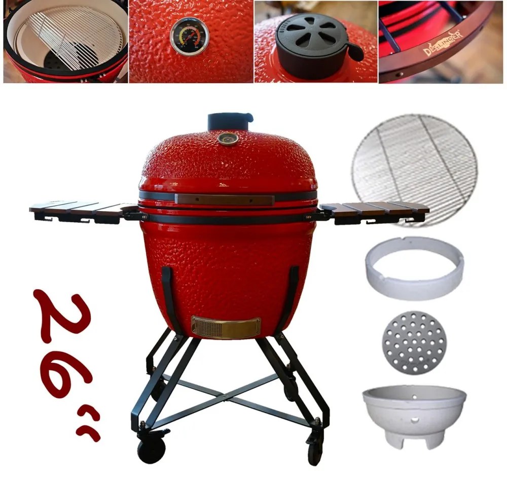 keramický gril kamado Dellinger Smoke&Fire 26" červený