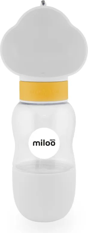MilooPets Cestovní láhev a miska 2v1 pro psy PawDuo bílá (350ml + 180ml)