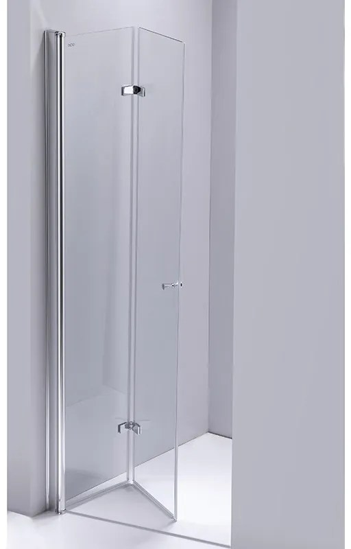 BPS-koupelny Zalamovací otočné sprchové dveře HYD-JSD01 130 chrom/transparent pro instalaci do niky