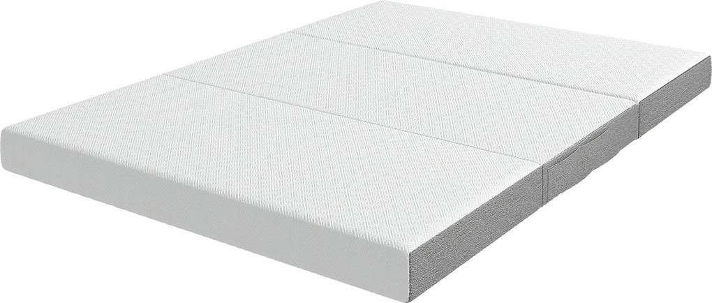 HOMCOM skládací matrace ve 3 částech, 140x190x15 cm, hostitelská matrace z gelové paměťové pěny, bílá