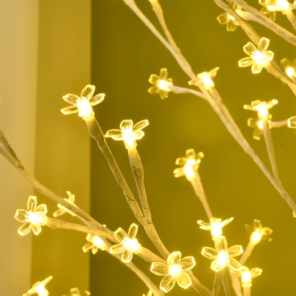 HOMCOM LED třešeň se 180 LED diodami 180 cm umělý stromek s osvětlením 3 úrovně jasu pro slavnostní vánoční výzdobu