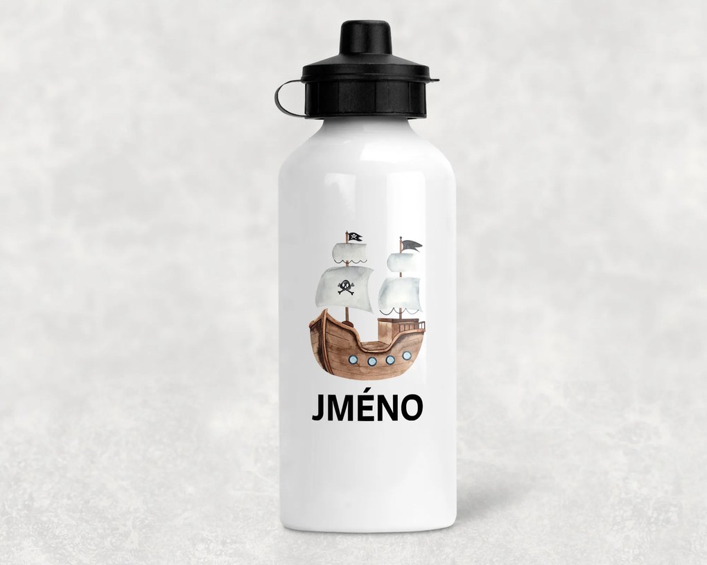 Domovi Hliníková láhev se jménem Pirátská loď - sportovní víčko 500ml