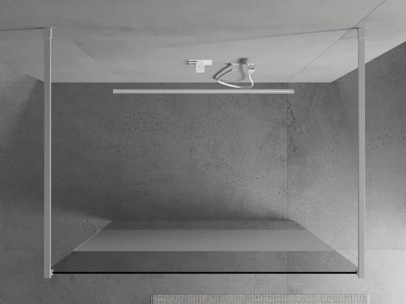 Mexen Kioto, průchozí sprchová zástěna 140 x 200 cm, 8mm čiré sklo/námraza, 2x bílá stabilizační rozpěra, 800-140-002-20-35