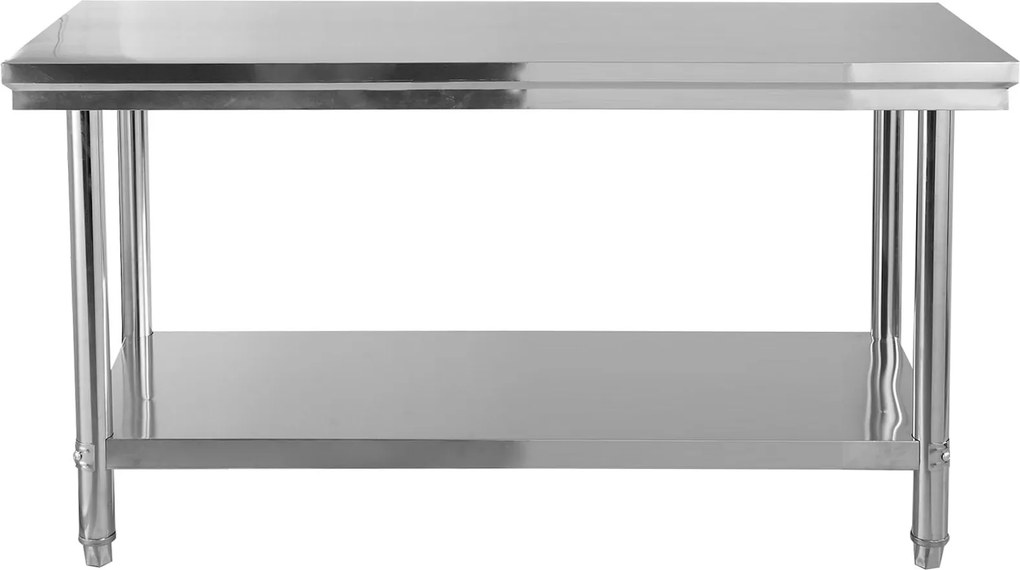 Costway Nerezový kuchyňský stůl gastro – 122 × 61 × 90 cm, stříbro