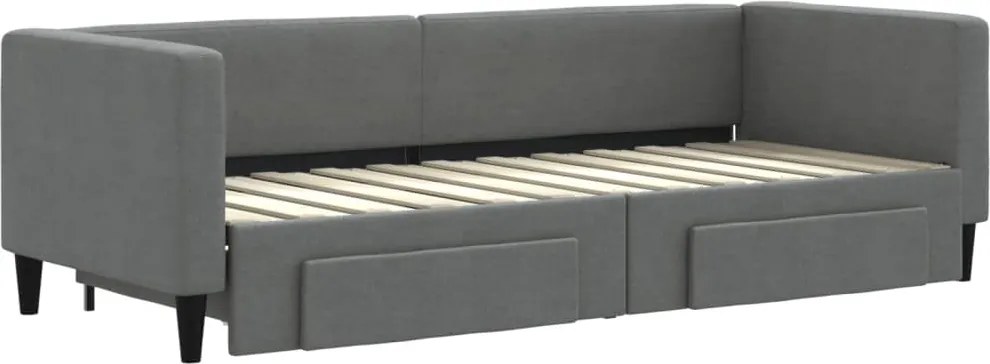 Válenda s přistýlkou a zásuvkami tmavě šedá 80 x 200 cm textil 3196610