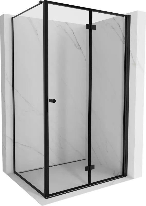 Mexen Mist-F T, 1-křídlý ​​skládací sprchový kout pravý 85 x 75 cm, čiré sklo-černý rám, 8A6T-085-075-70-70-P
