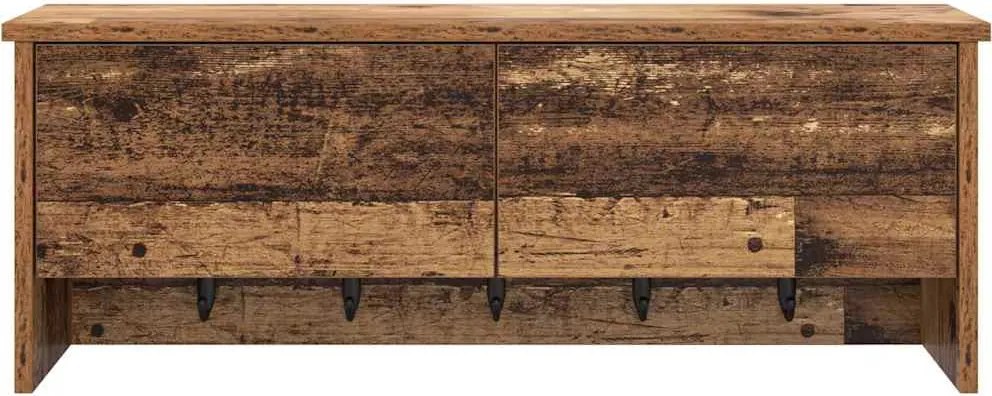 věšák, nástěnný, s dvířky, háčky, kompozitní dřevo, 30x80x20 cm, staré dřevo, Dekorino TK20260024