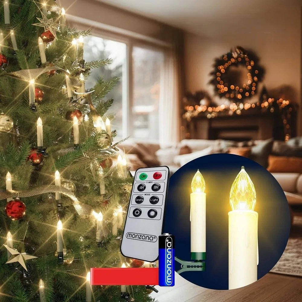 Monzana Svíčky na vánoční stromeček CANDLE, 20ks, 10,5cm, teplá bílá