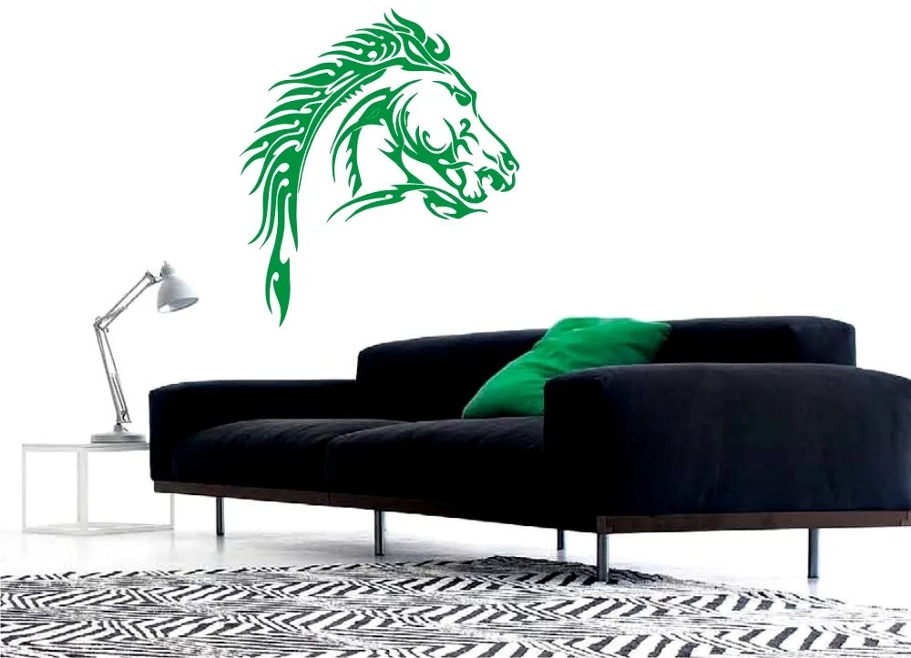 WALLVINIL Samolepky na zeď - Tribal 11 Hlava koně Barva: Zelená střední, Velikost: 30x22 cm, Pravá / Levá: Levá (dekorace směřuje/dívá se doleva)