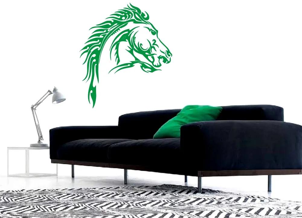 WALLVINIL Samolepky na zeď - Tribal 11 Hlava koně Barva: Zelená střední, Velikost: 80x60 cm, Pravá / Levá: Levá (dekorace směřuje/dívá se doleva)