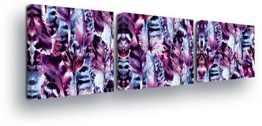 GLIX Obraz na plátně - Dekor Fialových Květů 3 x 25x25 cm