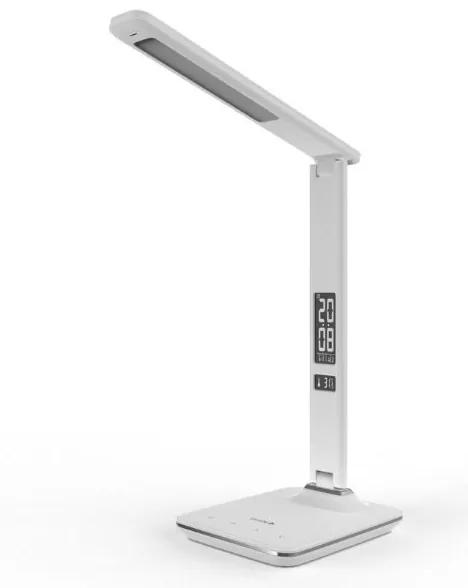 Kožená stmívatelná LED stolní lampa s displejem 6W 350lm, měnitelná barva světla, bílá