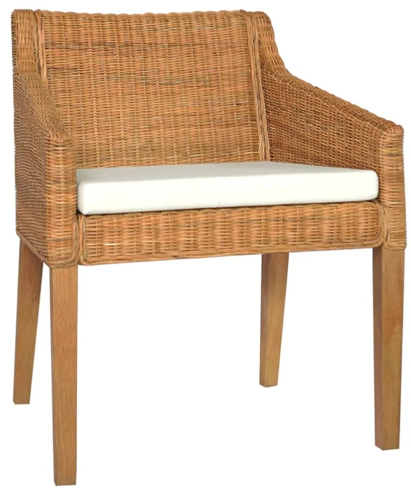 vidaXL Jídelní židle s poduškami 2 ks světle hnědé přírodní ratan