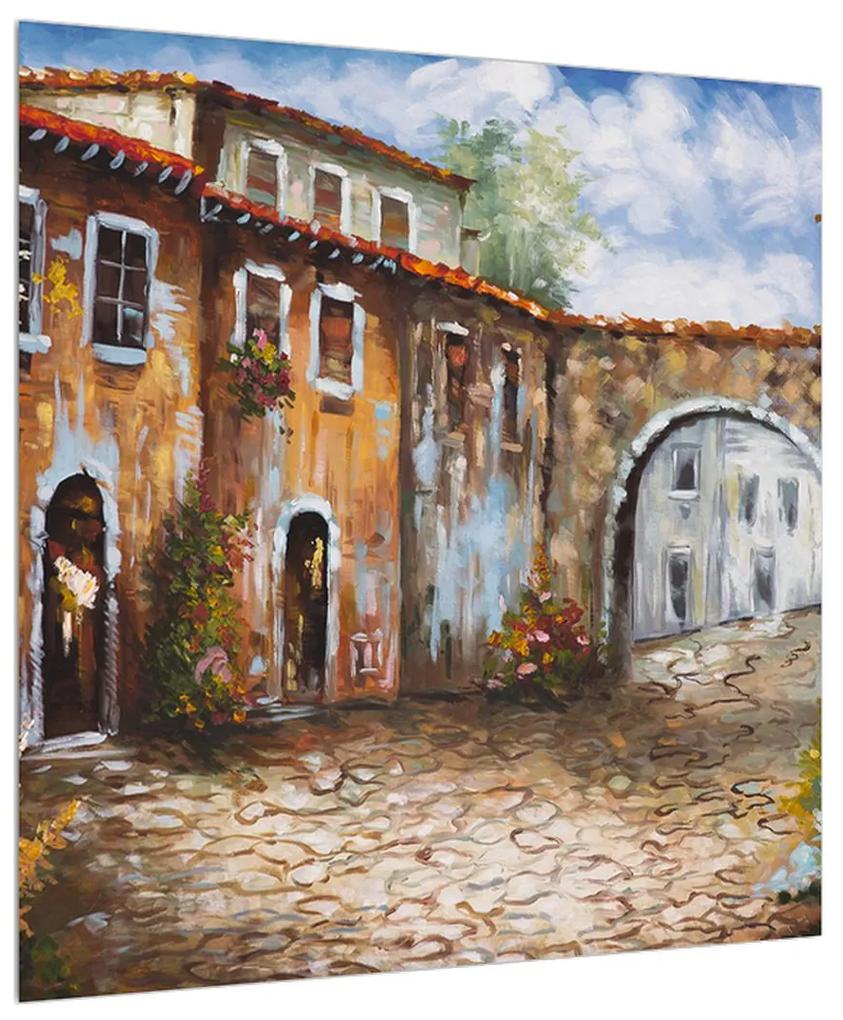 Obraz malované středomořské uličky (50x50 cm)