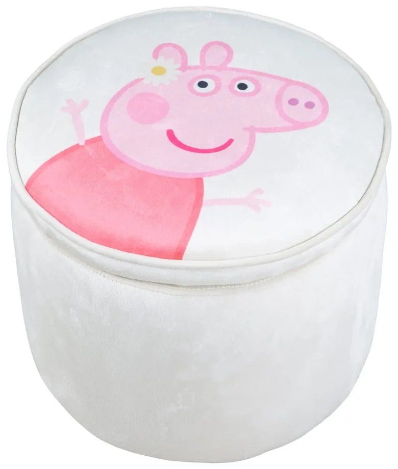 Bílý sametový dětský puf Peppa Pig – Roba