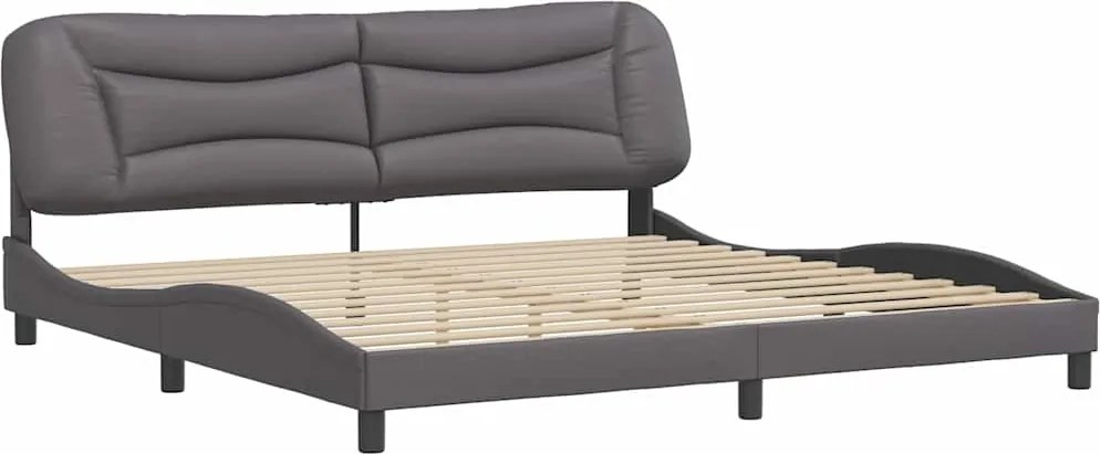 Rám postele bez matrace Hvar šedý 200x200 cm umělá kůže 3208026