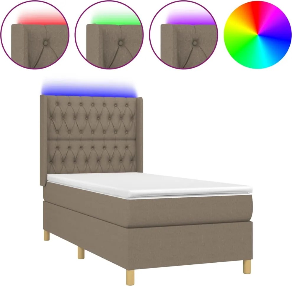 Box spring postel s matrací a LED taupe 80 x 200 cm textil 3139073
