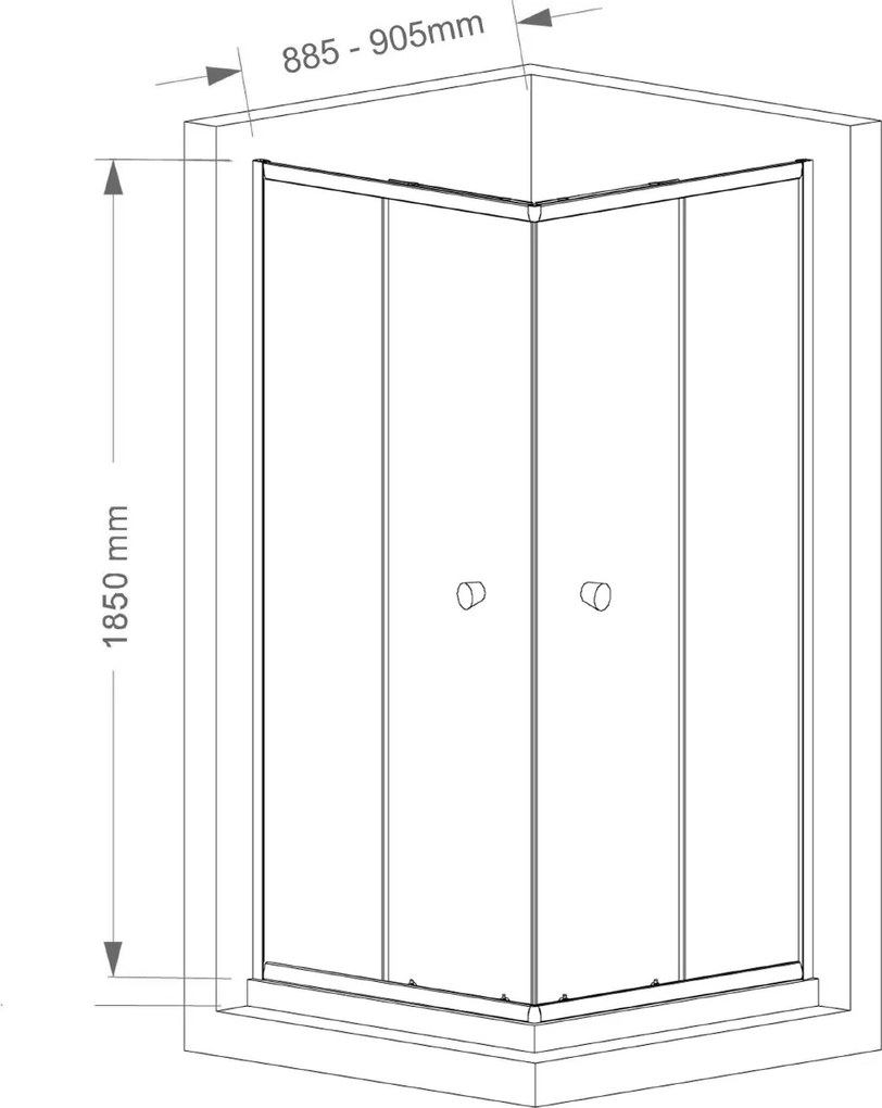 Aqualine Agga sprchový kout čtvercový 90 x 90 cm chrom čirá HLF909Y Koupelny Bernold