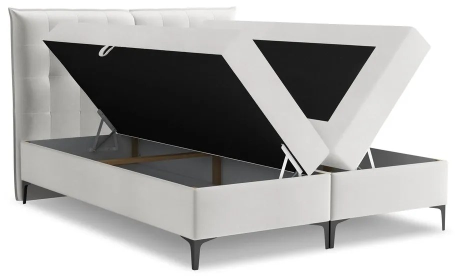 Světle šedá boxspring postel s úložným prostorem 180x200 cm Mikana – Makamii