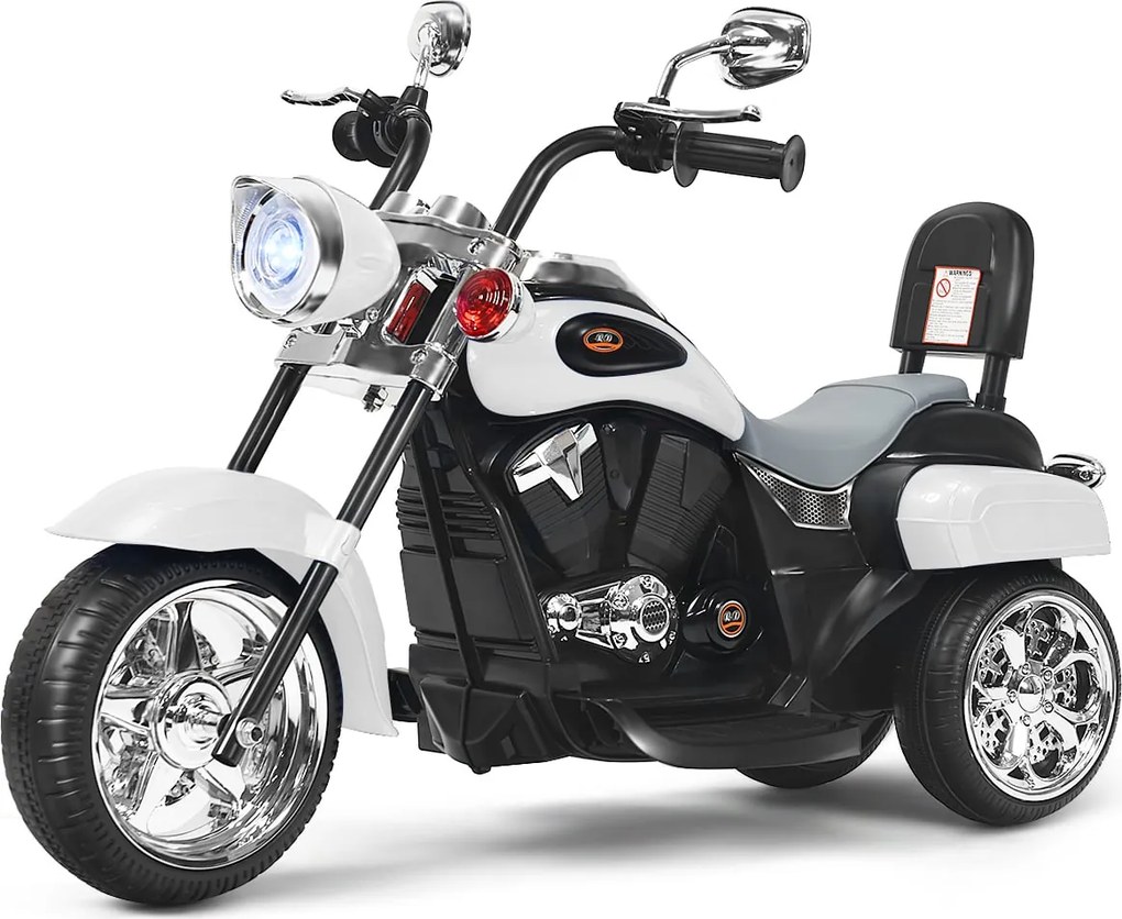 Costway Motocyklový motocykl napájený baterií ve stylu chopper bílá +, černobílý