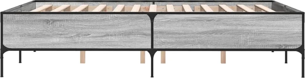 Rám postele šedý sonoma 135 x 190 cm kompozitní dřevo a kov 3279815