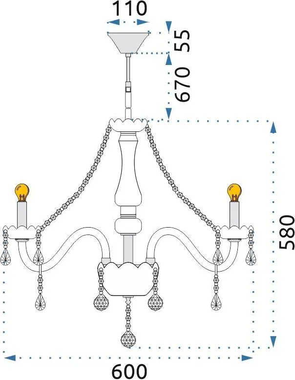 Toolight - Křišťálový závěsný lustr 3xE14 60W 300752, stříbrná, OSW-04601