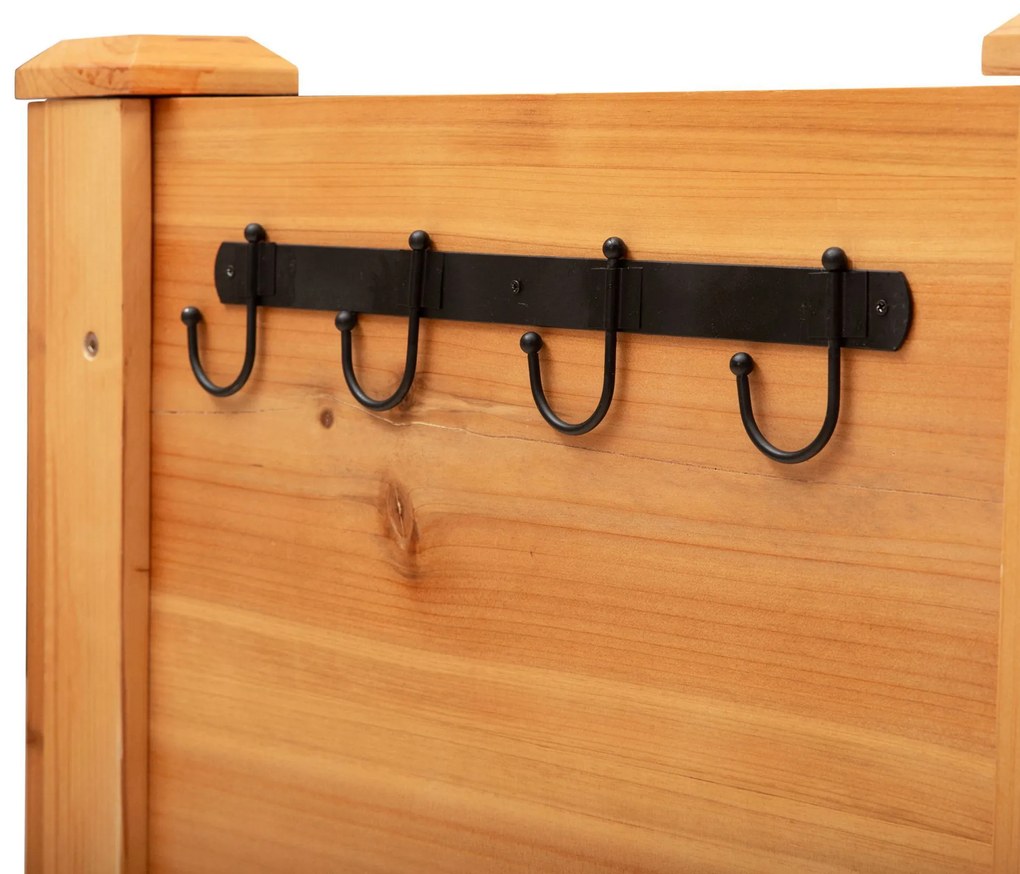 Vyvýšený záhonový truhlík na bylinky Outsunny ze dřeva s odtokovým otvorem a háčky, truhlík na nohy 124x60x81 cm v přírodní barvě | Aosom.de