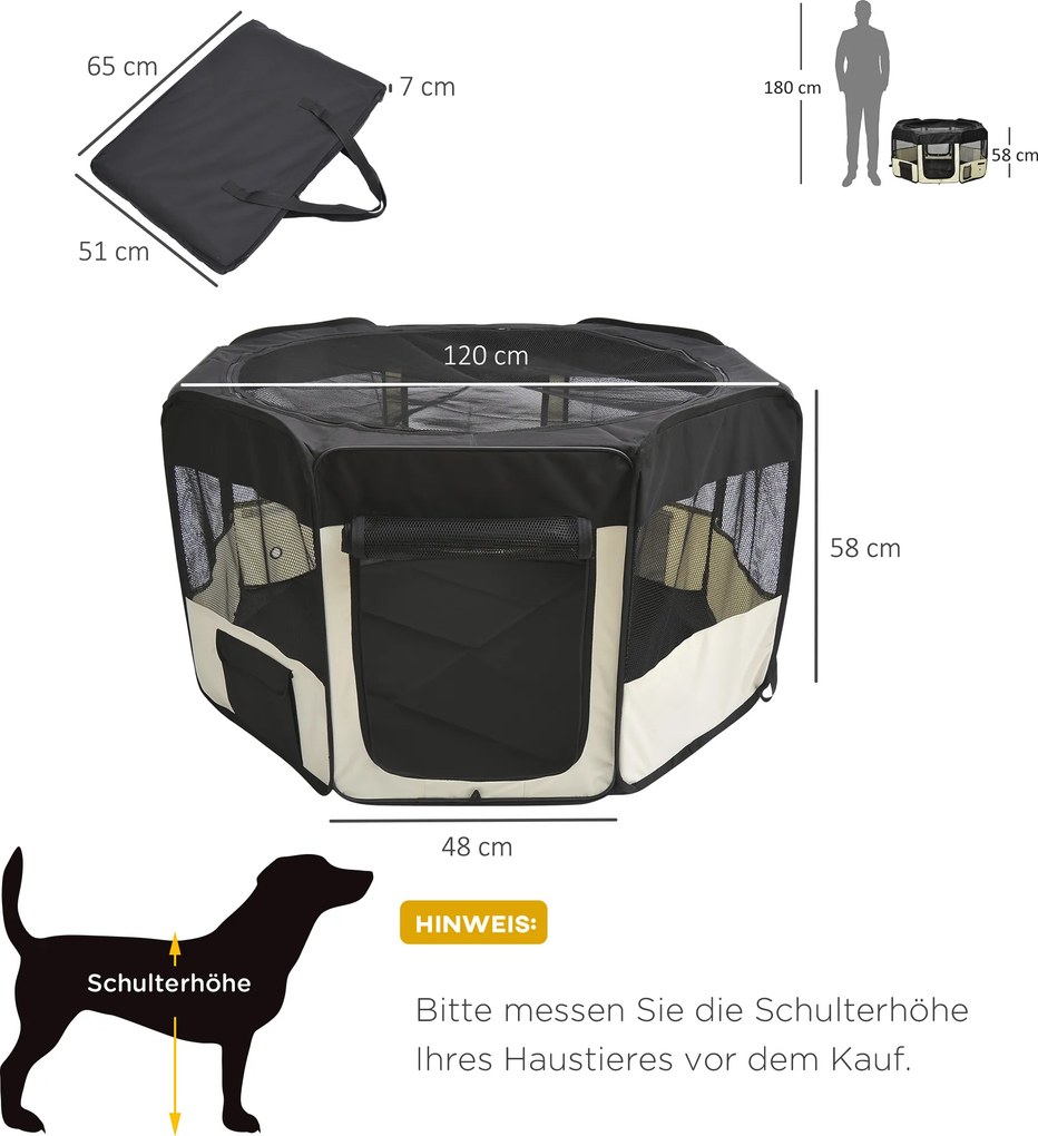 PawHut výběh pro štěňata výběh pro zvířata ohrádka ohrádka pro štěňata, 600D Oxford, Ø120xH58cm| Aosom