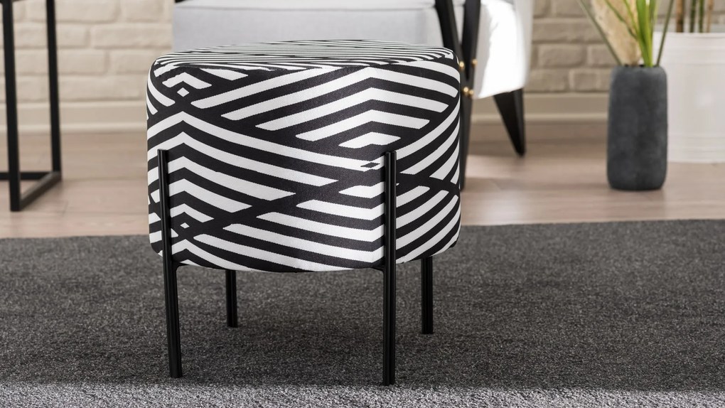 Atelier del Sofa Taburet Flow - Black, White, Černá, Bílá