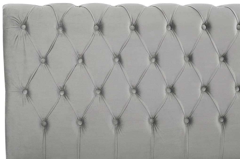 Světle šedá čalouněná manželská postel Chesterfield 180x200 cm AVALLON Beliani
