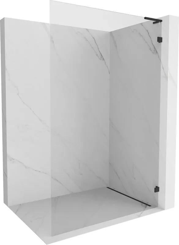 Mexen, Mexen Lunar L sprchová stěna pravá 100 x 200 cm, průhledná 8 mm, černá - 830L-100-000-70-00-P