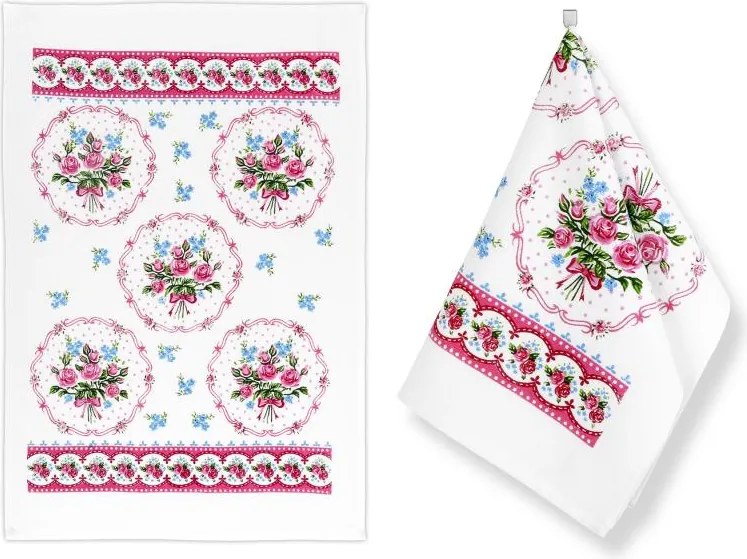 Bellatex Kuchyňské utěrky - sada 2 kusů Růžová,Modrá 40x60 cm