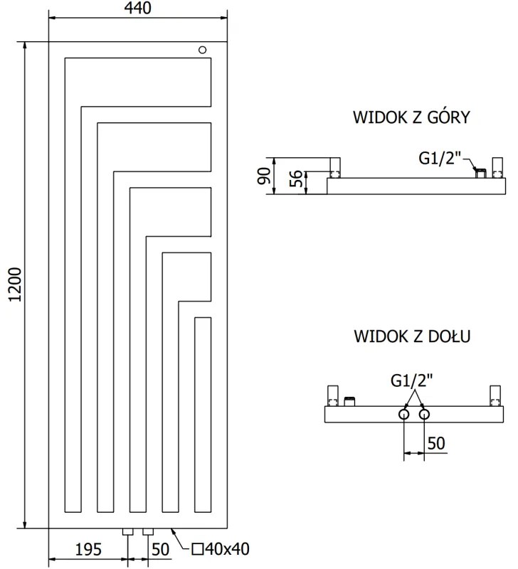 Mexen Alaska, topné těleso 1216x440 mm, 549 W, černá, W205-1216-440-00-70