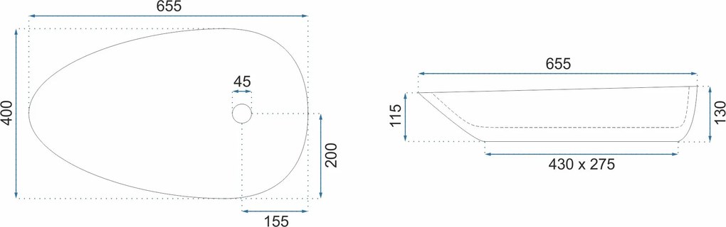 Rea Greta65 umyvadlo, 66 x 40 cm, bílá, REA-U8537