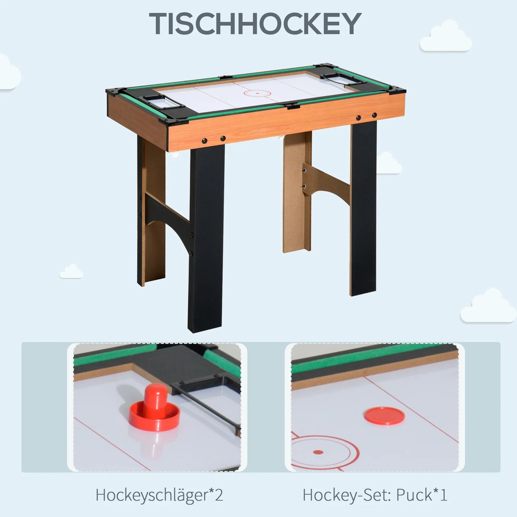 HOMCOM multiherní stůl 4 v 1 Multigame stolní fotbal stolní hokej stolní tenis kulečník multifunkční herní stůl 87x43x73cm pro zábavu