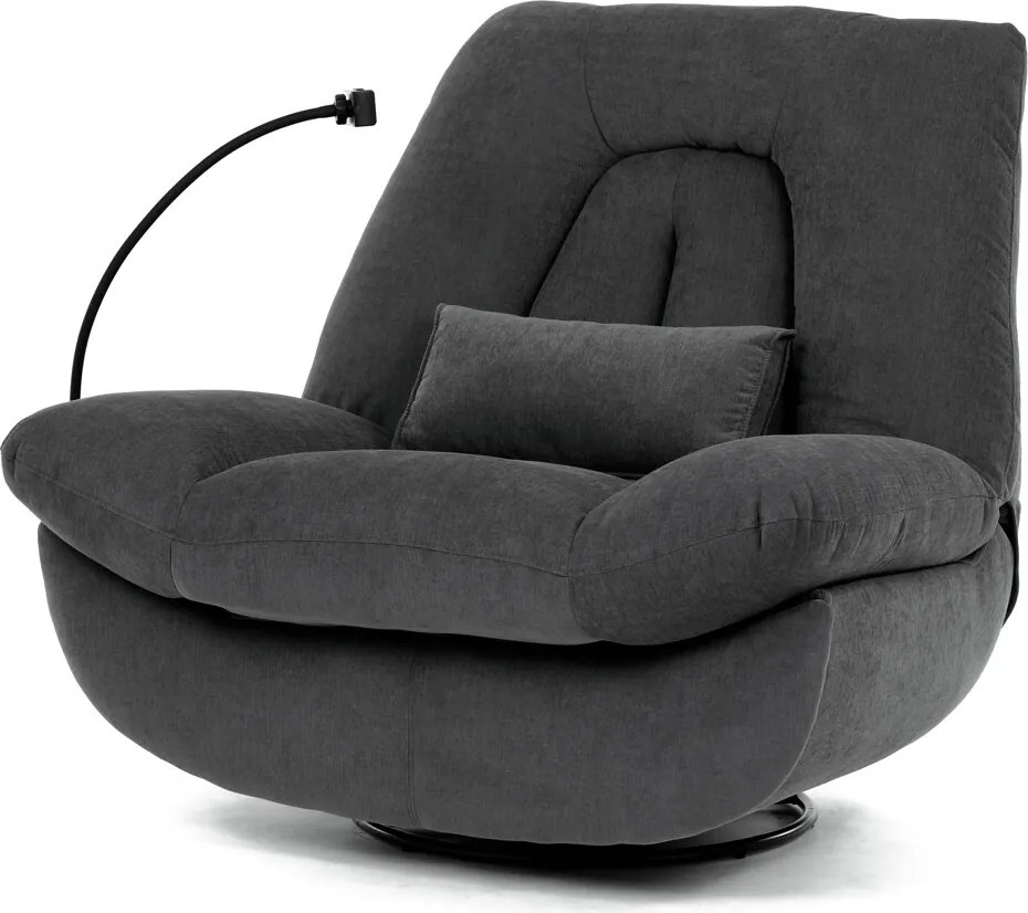 Elektrické polohovací TV křeslo RELAXME - šedá látka