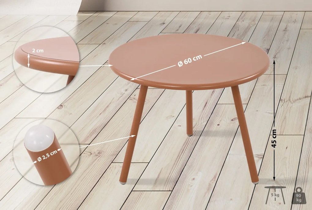 Konferenční stolek Minot - v45 x Ø60 cm - Terracotta