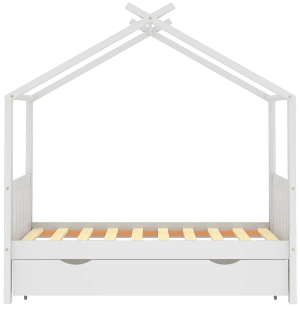 Rám dětské postele se zásuvkou bílý masivní borovice 80x160 cm - Default Title