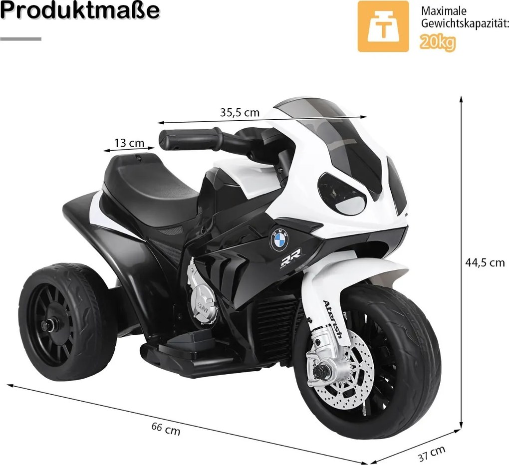 Costway Dětská motorka 6 v dětské vozítko 6 v dětské vozítko s hudbou černá +