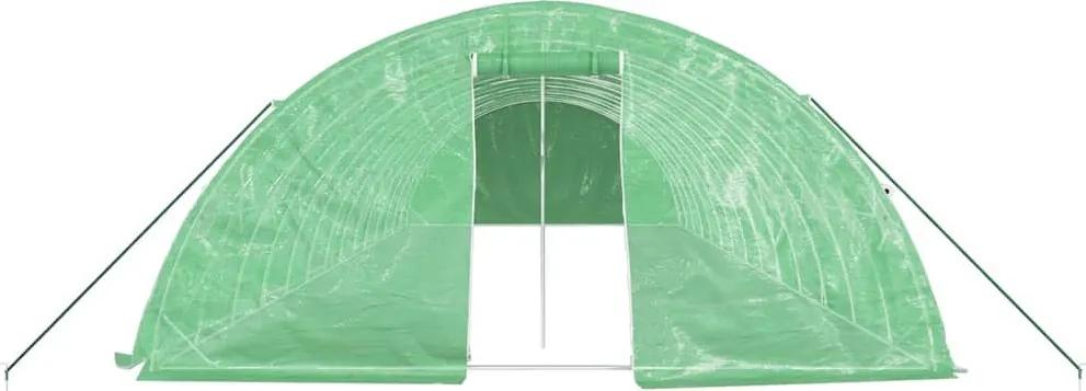 vidaXL Skleník s ocelovým rámem 70 m² 14 x 5 x 2,3 m [3188099] Barva: Zelená