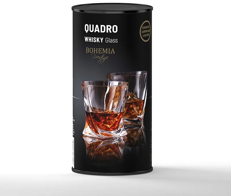 BOHEMIA PRESTIGE QUADRO SKLENICE NA WHISKY V TUBĚ 340 ML SADA 2KS